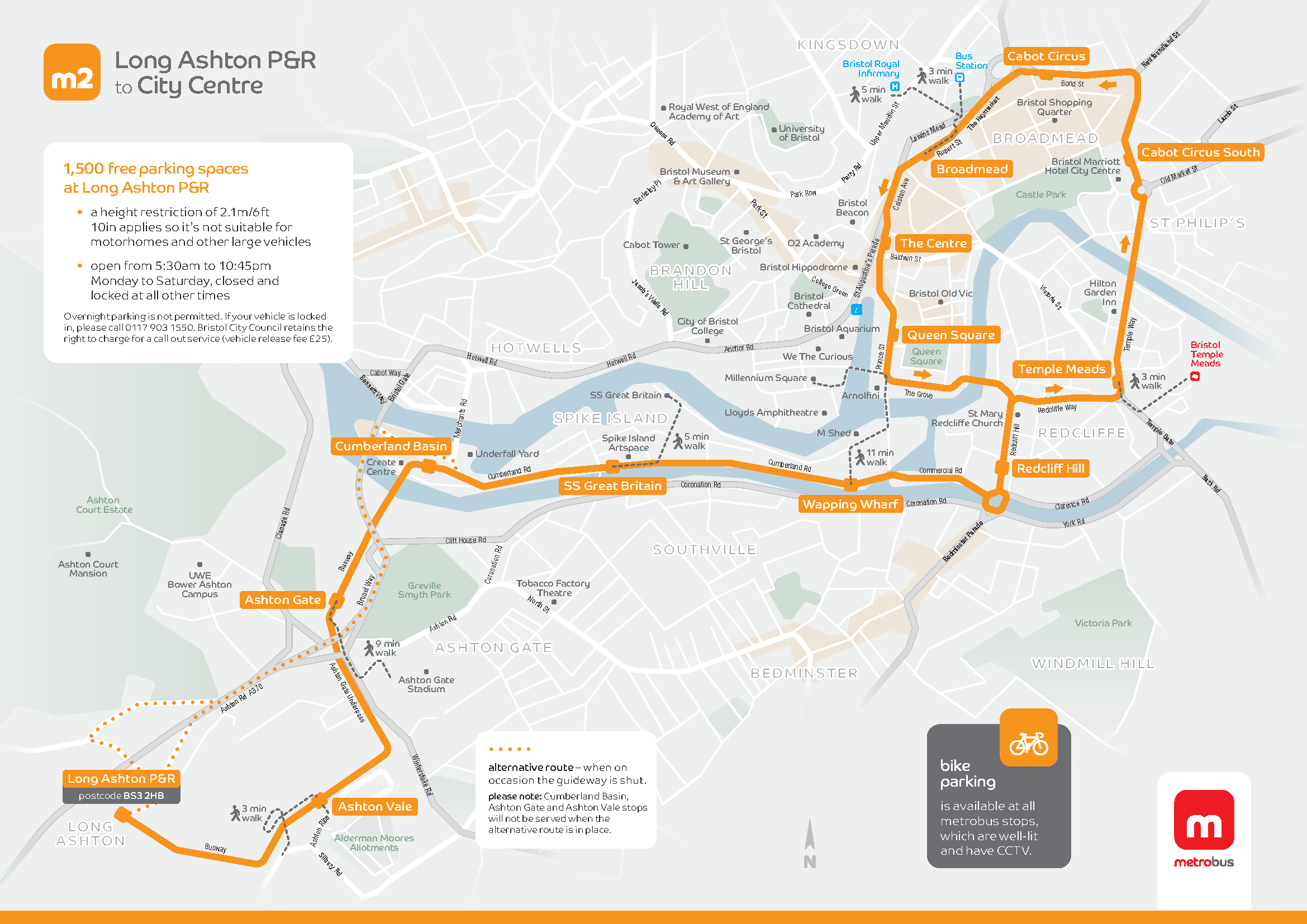 m2: Long Ashton Park & Ride to City Centre - WEST