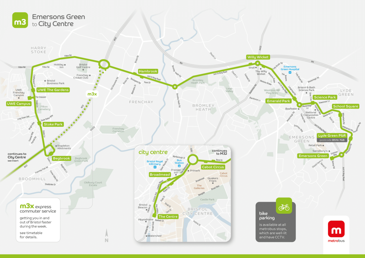 m3 / m3x: Emersons Green to City Centre - WEST