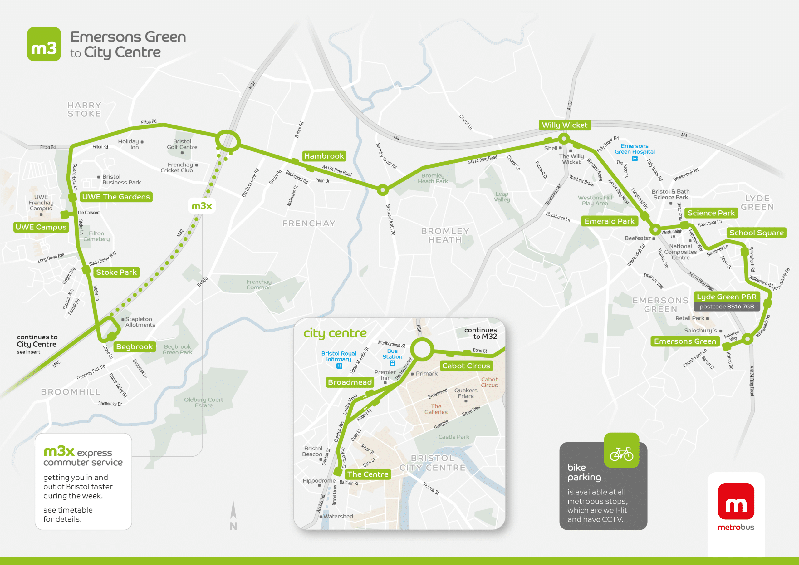 m3 / m3x: Emersons Green to City Centre - WEST