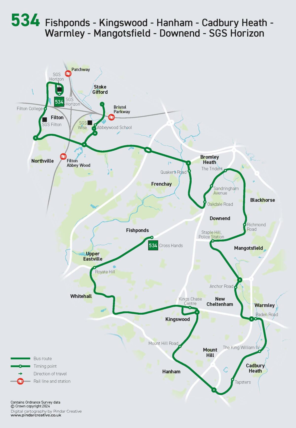 534: Filton – Fishponds (via Emersons Green & Longwell Green) - WEST