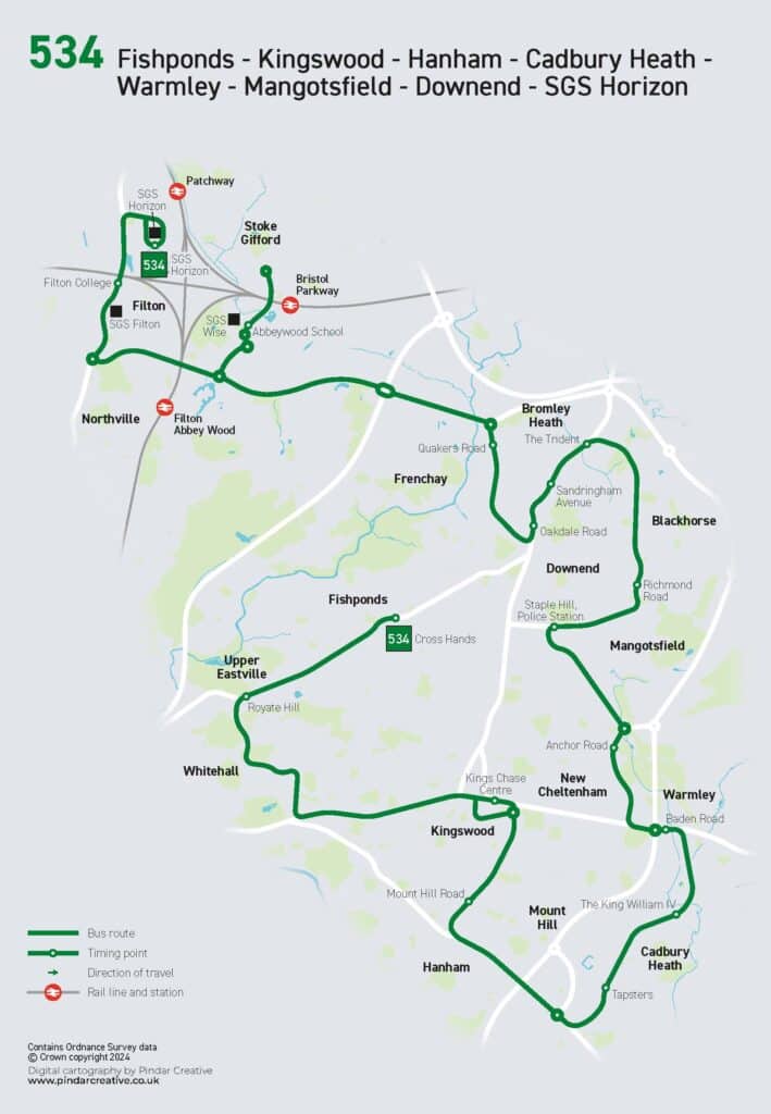 534: Filton – Fishponds (via Emersons Green & Longwell Green) - WEST